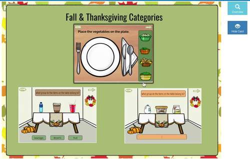 Thanksgiving NO PREP Categories & Language Speech Therapy Activity
