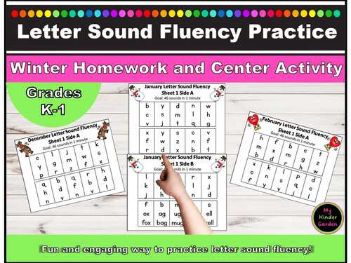 Winter Letter Sound Fluency Packet—Phonics Homework & Literacy Centers ...