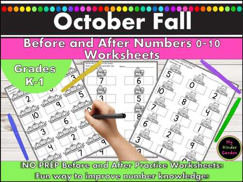 October Missing Numbers 0–10 Worksheets – Before & After Number Practice K