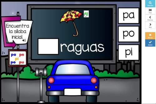 BOOM Cards Sílabas iniciales-pa, pe, pi, po, pu (Distance Learning)