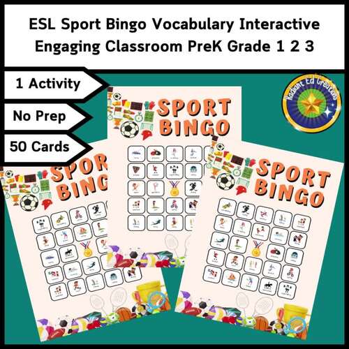 Sport Bingo Vocabulary ELA ESL English Game Logic Puzzle Sight Word Review