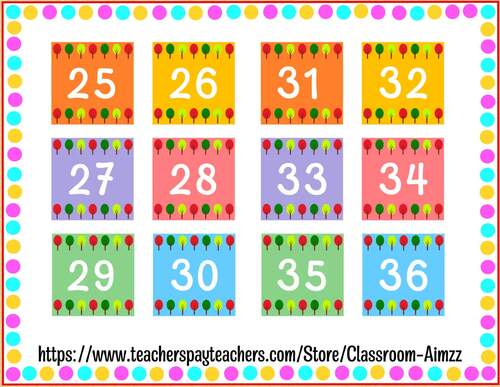 Number Labels 1 to 36, Editable Number Labels, Printable Number Labels
