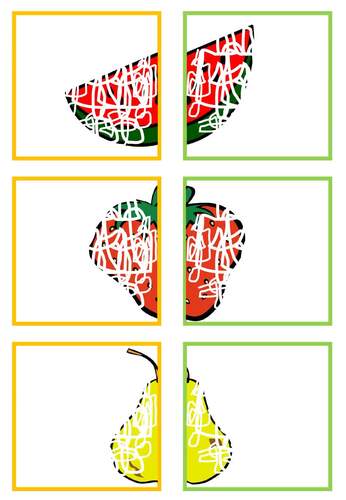 Matching Cards Half Halves PreK Autism Therapy FOOD by Words Aside