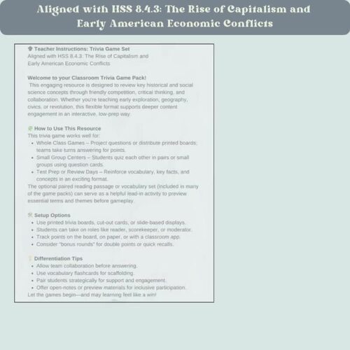 Rise of Capitalism & Economic Conflict - Early America | Trivia Game ...