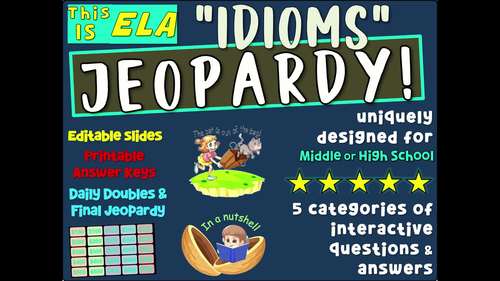 "CREATIVE WRITING" Middle or High School ELA JEOPARDY! - version 6 of 10