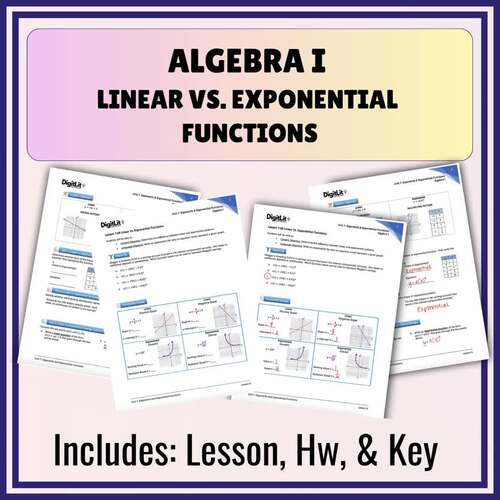 Linear vs Exponential Function Guided Notes and Worksheet 8th-10th ...