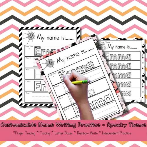 Halloween-Themed Customizable Name Writing Template | Editable Through ...