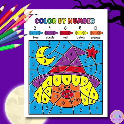 Halloween Color by Number 1-10 Coloring Page/Sheet Fall Color by Code ...