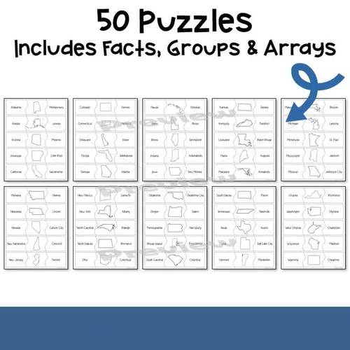 50 States and Capitals Activity - Matching Puzzles by Passport to Teaching