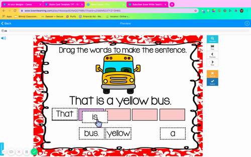 Color Words Sentence Scramble BOOM CARDS by Mommybeech | TPT