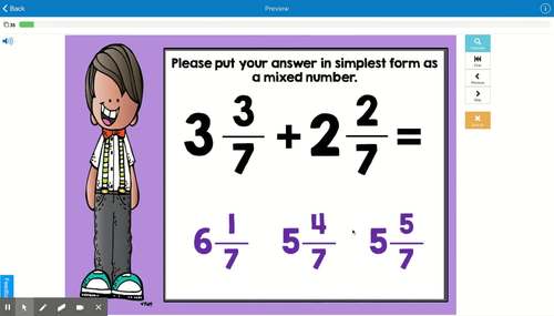 Adding Mixed Numbers Boom Cards - Self Correcting by Sheila Cantonwine