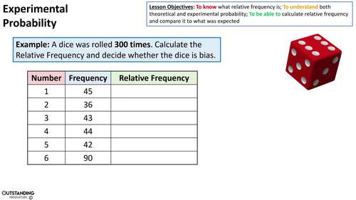 Experimental Probability (Relative Frequency) Lesson by Outstanding Resources