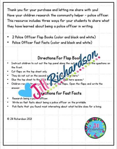 Community Helpers Police Officer Kindergarten, First Grade ESL Social ...