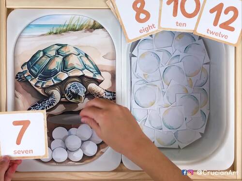 Sea Turtle Egg Count FLISAT Insert: Ocean Life Counting Game by CrucianArt