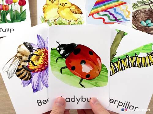 Spring Flashcards: Printable Educational Cards for Language Skills