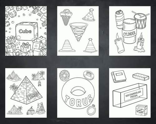 10 3D Shapes Coloring Pages | Geometry Activities for Kids | TPT