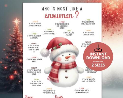 Who Is Most Like a Snowman Christmas Game | Funny Winter Party Game for ...