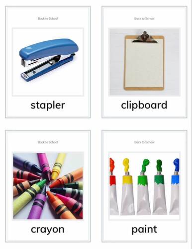 Back to School Vocabulary Flashcards by VMI Montessori Store | TPT