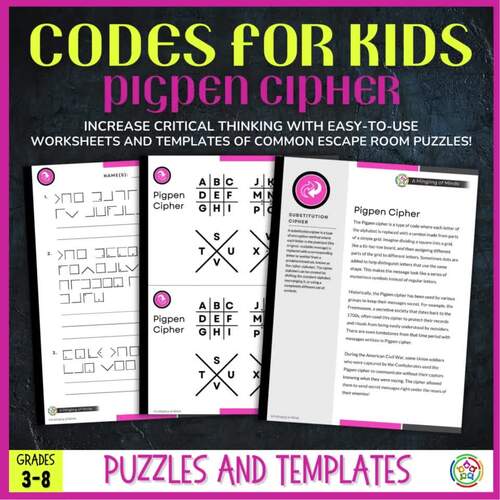 DIY Codes for Kids: Substitution Cipher: Pigpen Cipher Codes & Worksheets