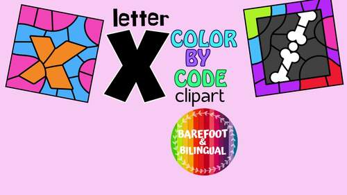 Letter X Color By Code Clipart | Letter Sounds & Alphabet Clipart