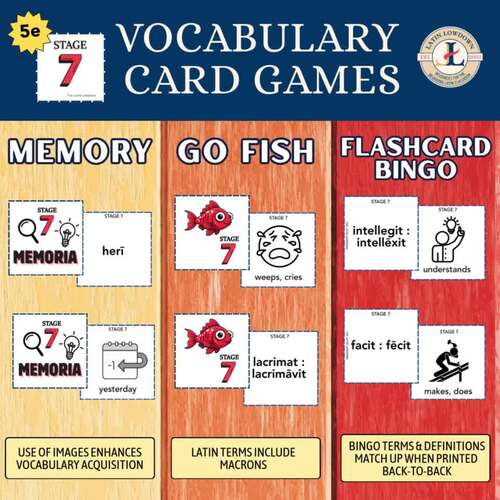 Vocabulary Card Games - CLC Stage 7 (5e) | TPT
