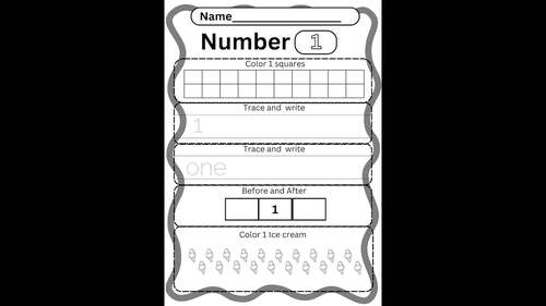 Number Worksheets - Color, Tracing, Before and After 1-20 by Taro Creator