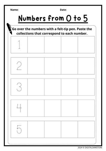Numbers from 0 to 5 kindergarten math by Teach & Inspire with SAM