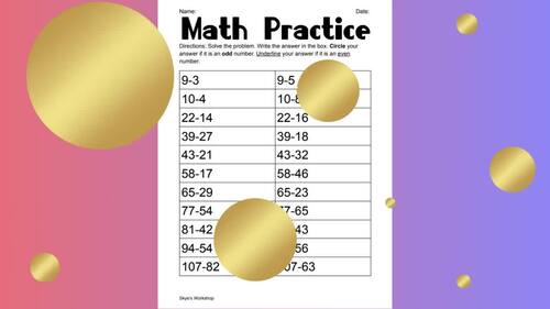Math Practice Subtraction BUNDLE by Skye's Workshop | TPT