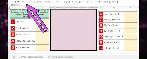 PIXEL ART: Combine Like Terms + Distributive Prop (2 Options) DISTANCE ...
