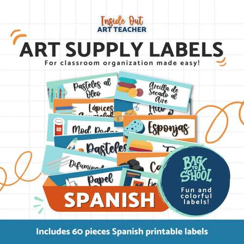 Classroom Art Supply Labels with Pictures (Spanish) | Teacher Organization