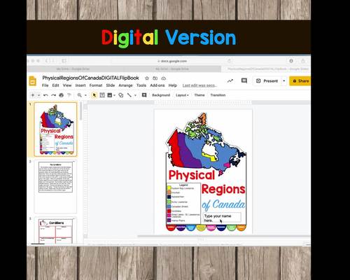 Physical Regions of Canada Digital Flipbook Distance Learning | TPT