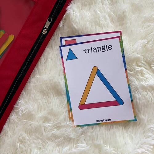 Popsicle Stick Shapes Activity, Game for Toddlers, 2D Shapes Fine Motor ...