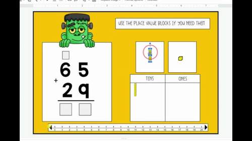 2-Digit Addition with Regrouping for Google Slides / Halloween Edition