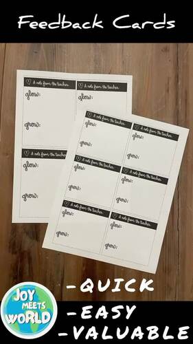 Student Feedback Cards by Joy Meets World | TPT