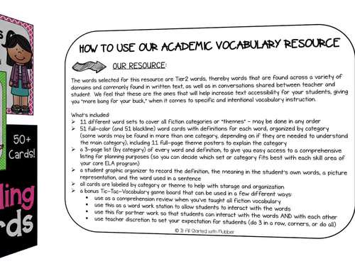 Academic Vocabulary Cards and Posters - Reading Fiction | TPT