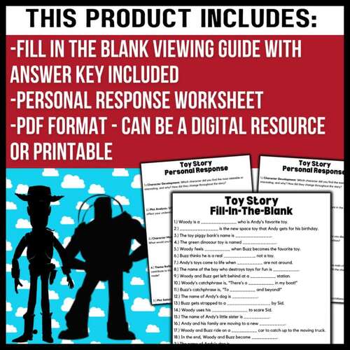 Toy Story Movie: Fill In The Blank Viewing Guide & Response Worksheets