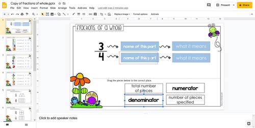 Fractions of a Whole Google Slides Digital Activities by Hooty's Homeroom