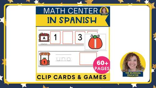 Fall Math Center in Spanish with Clip Cards and Board Games | TPT