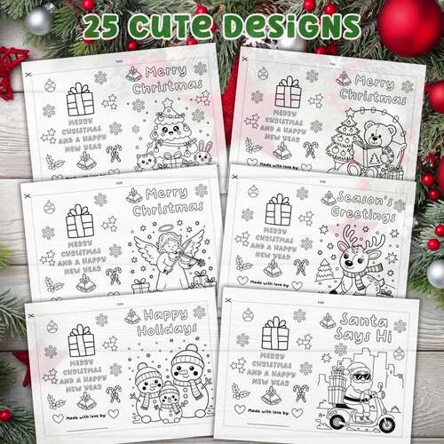 Christmas Cards to Color | Christmas Card Craft | Holiday Cards to ...