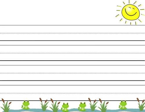 Frog Writing Lined Paper - 3 Different Levels of Spacing - Frogs