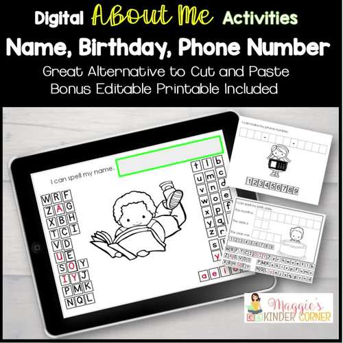 Digital Name Birthday Phone Activities by Maggie's Kinder | TPT