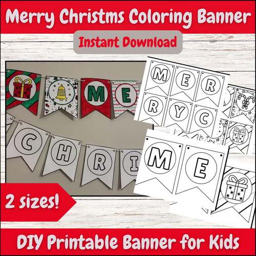 Christmas Coloring Banner, Merry Christmas Banner, DIY Christmas ...