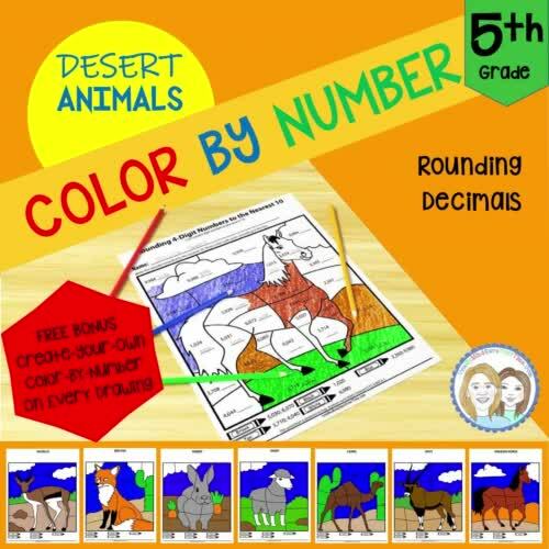 5th Grade - Rounding Decimals Worksheets | Create Your Own Color by Number