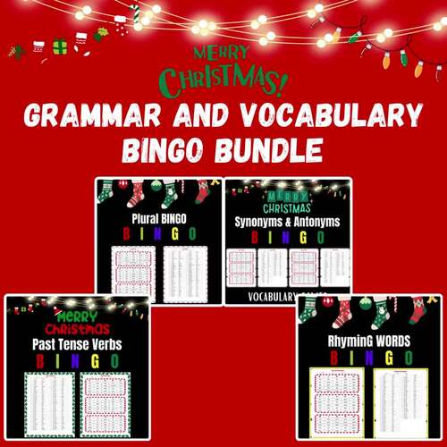 Christmas Grammar And Vocabulary Bingo Bundle by Top Opportunities Teacher