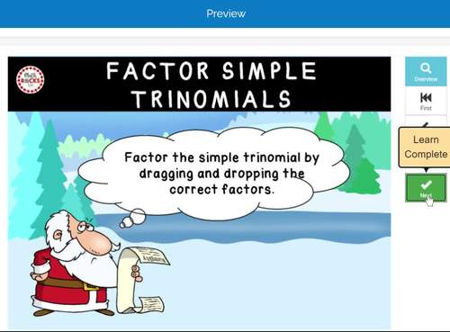 Christmas Simple Trinomials Factoring Quadratic Expressions Boom Cards ...