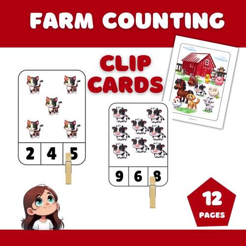 Farm Animal Counting Clip Cards | Numbers 1-10 | Hands-On Math Activity ...