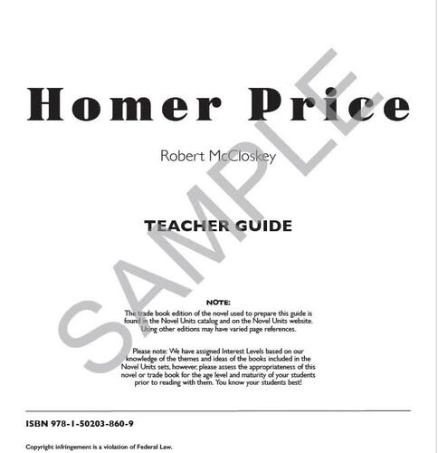 Homer Price Novel Units® Teacher Guide Novel Study | TPT