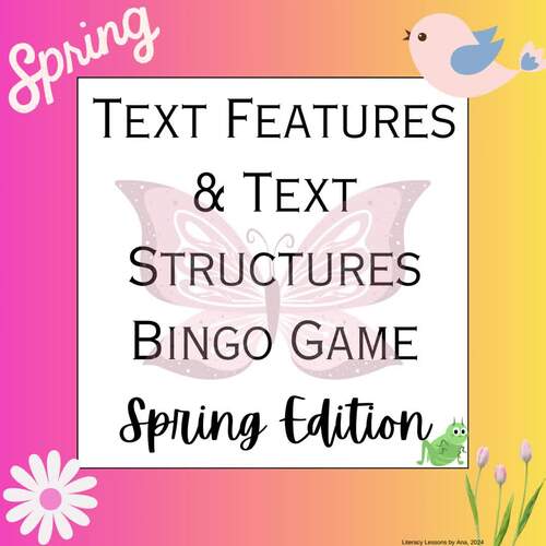 Text Features Text Structures BINGO Game Spring Activity 3rd 4th 5th Grade