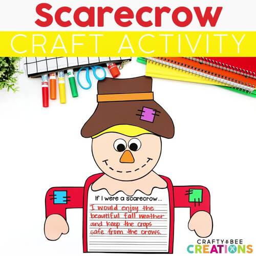 Scarecrow Craft Fall October September Writing Prompts Bulletin Board ...