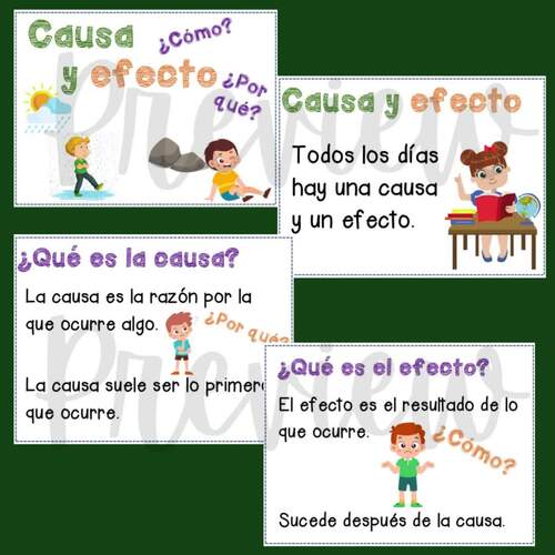 Causa y efecto - presentación, tarjetas de comprensión, evaluación